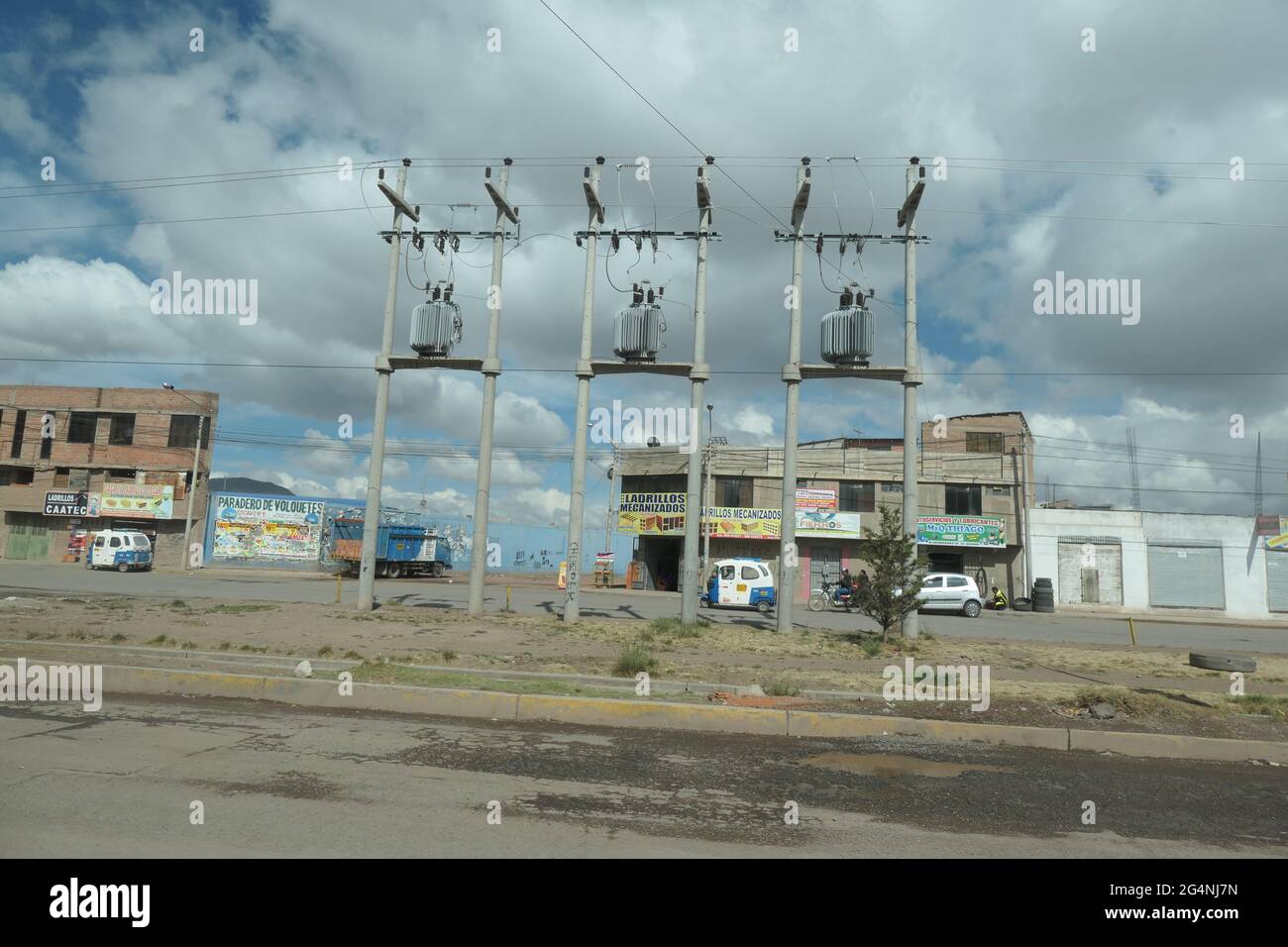 Electricity pylons or power lines in Peru Stock Photo - Alamy