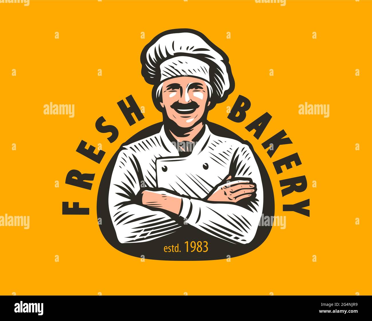 Bakery emblem. Chef baker logo. Food concept vector illustration Stock ...