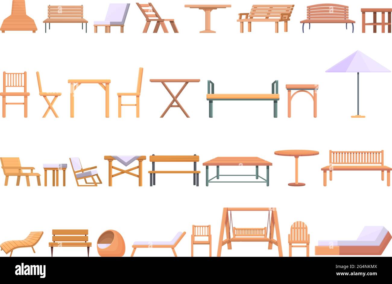 Outdoor furniture icons set. Cartoon set of outdoor furniture vector ...