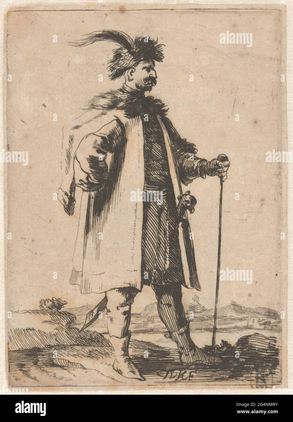 Oosterling with feathered hat and sword Stock Photo - Alamy