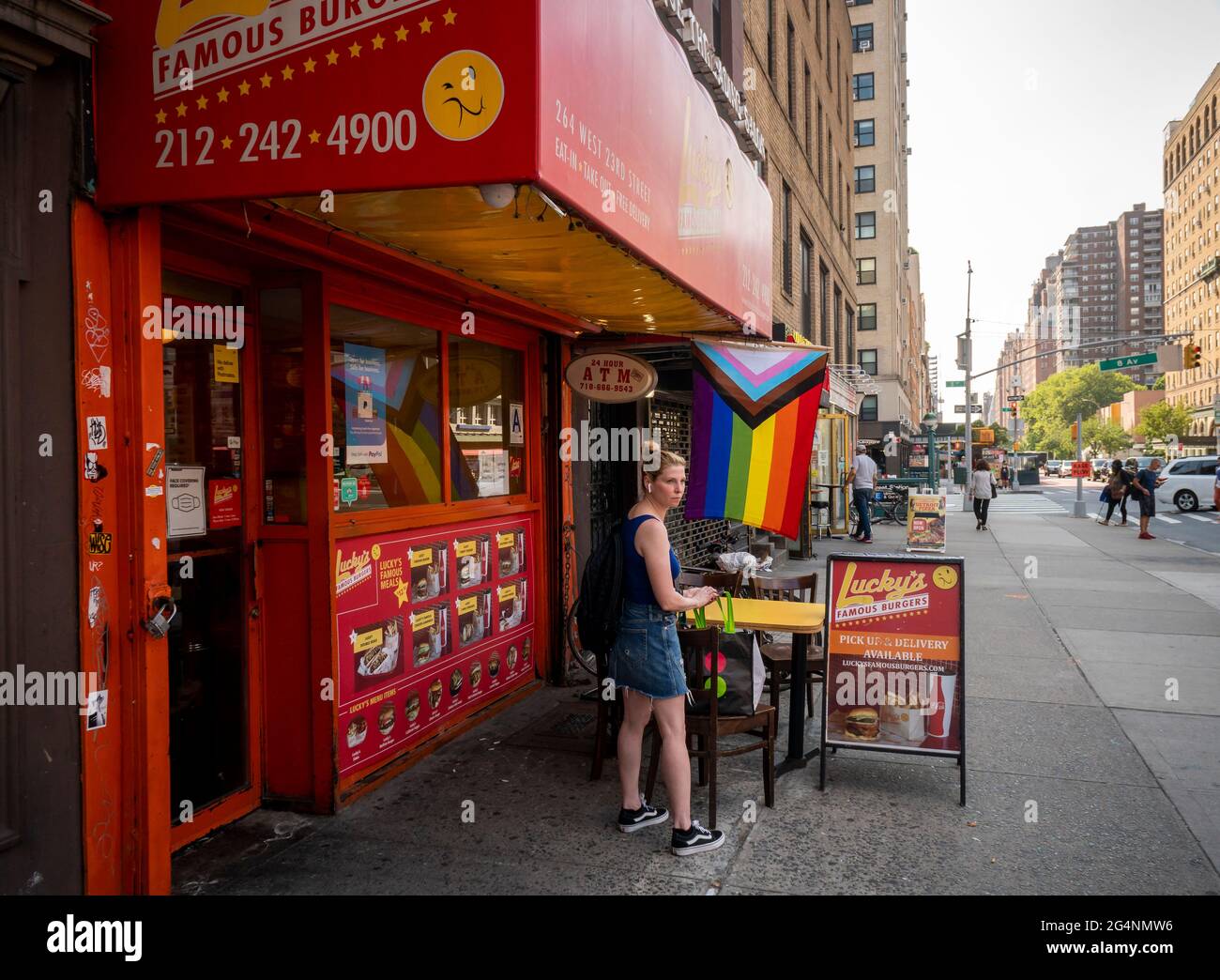 A restaurant in the Chelsea neighborhood of New York displays a ...