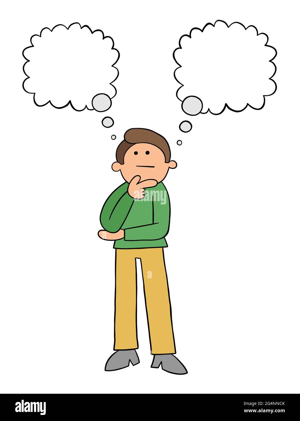 Cartoon man has two different opinions, vector illustration. Colored ...