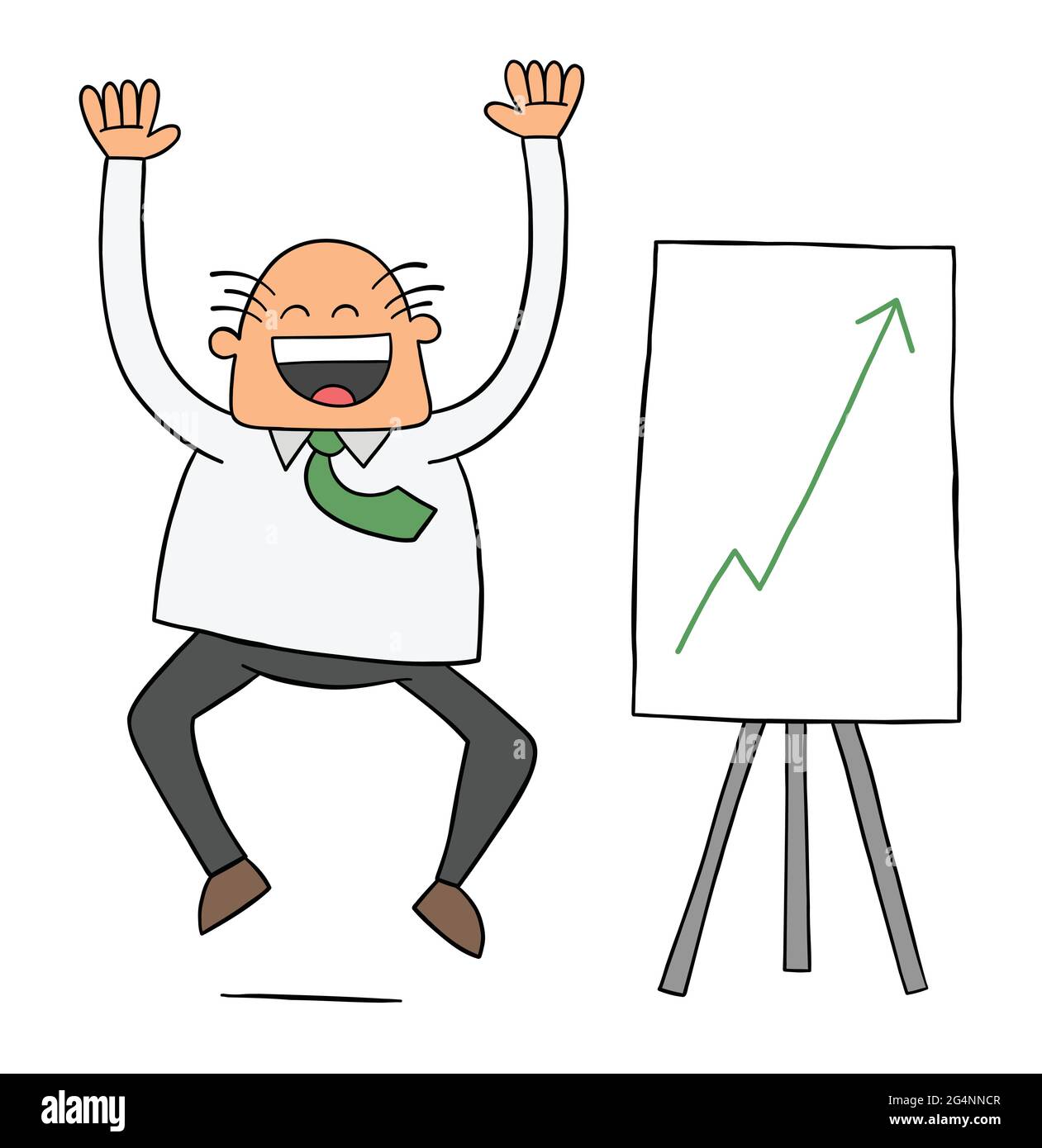 Cartoon boss is very happy because the sales are so high, vector ...