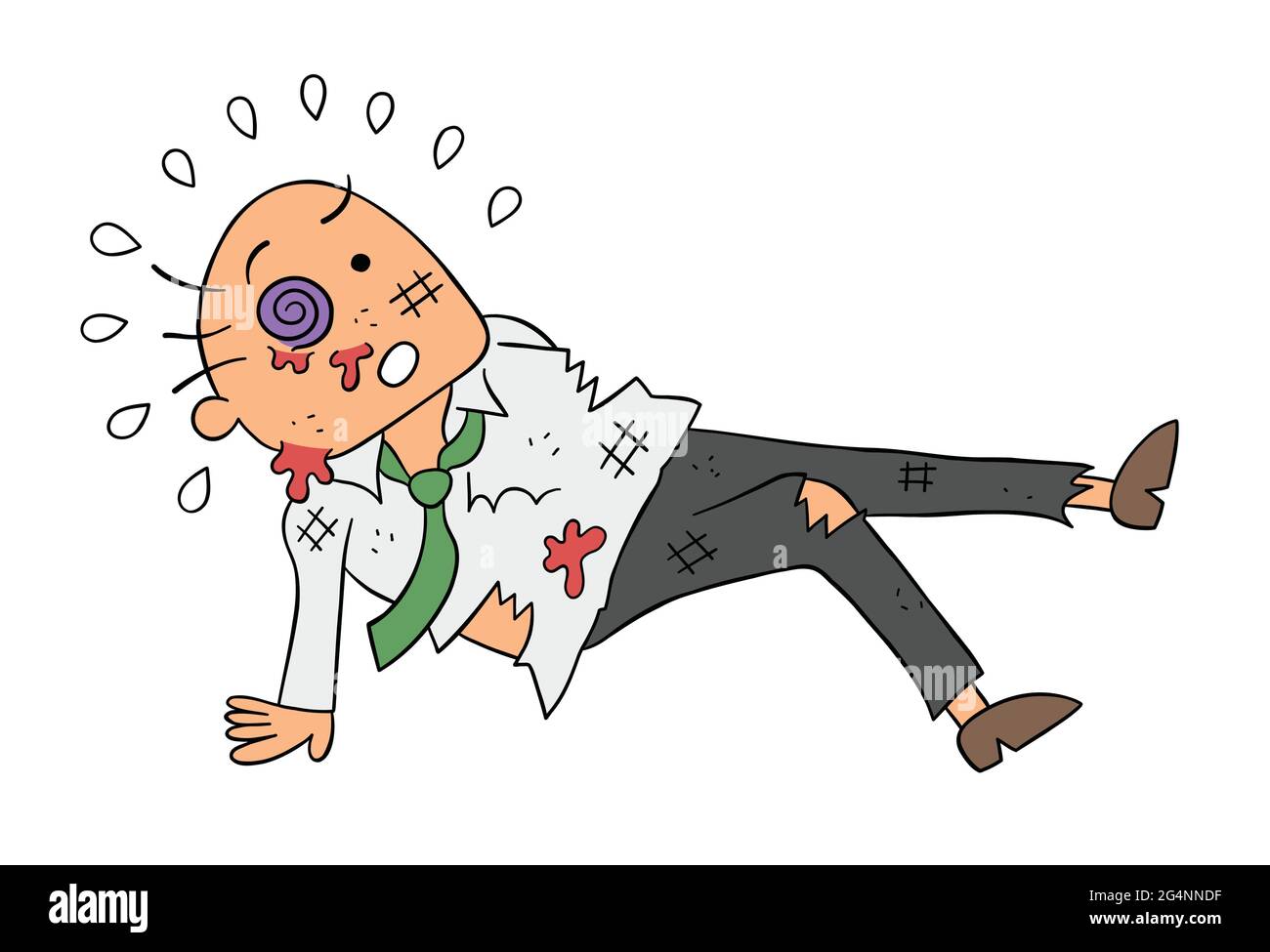 Cartoon boss man beaten, vector illustration. Colored and black outlines Stock Vector Image ...