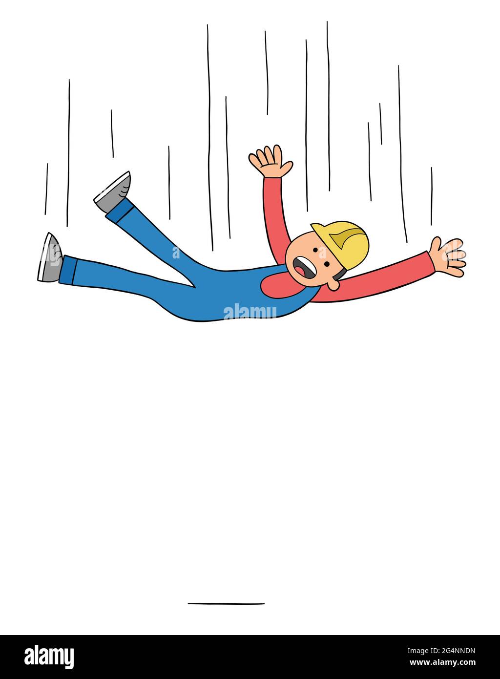 Cartoon worker falls from height, vector illustration. Colored and ...