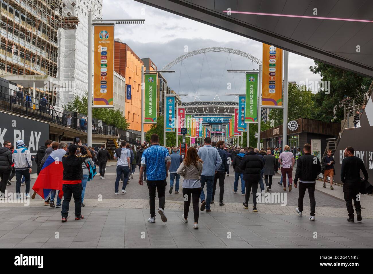 Wembley Stadium, Wembley Park, UK. 22nd June 2021. England fans walking ...