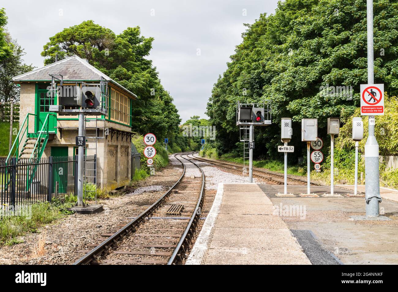 A pair of railway lines lead out of Cromer train station passed a ...