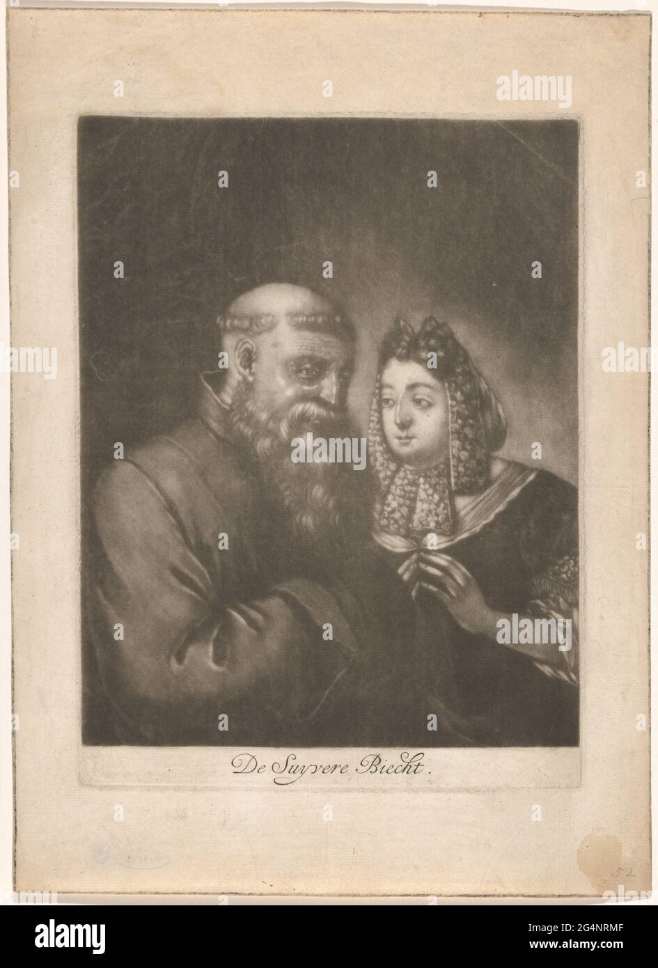 The Suyvere confession. Young woman confessing at old monk Stock Photo ...