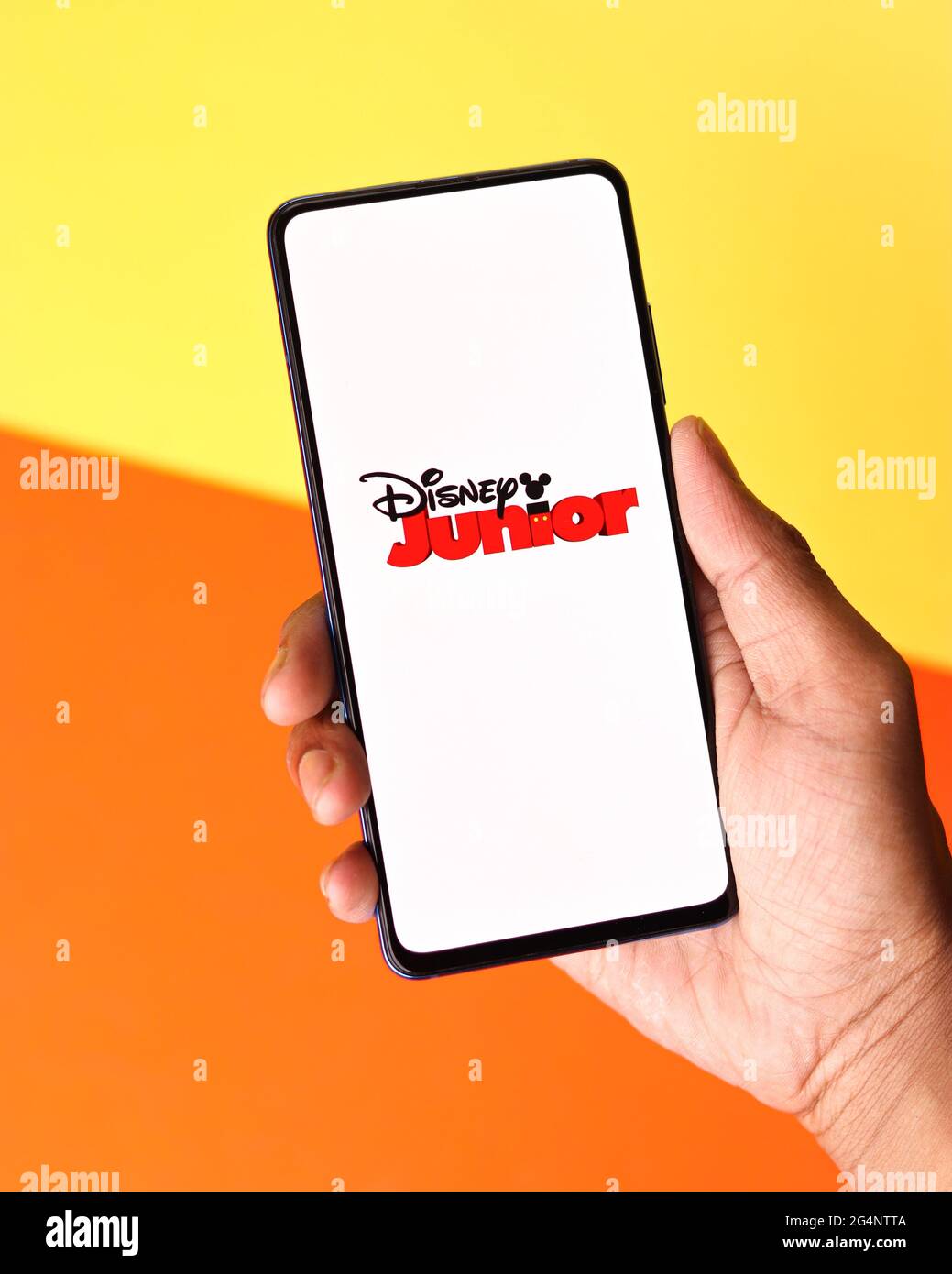 Disney junior logo on phone screen stock image Stock Photo - Alamy