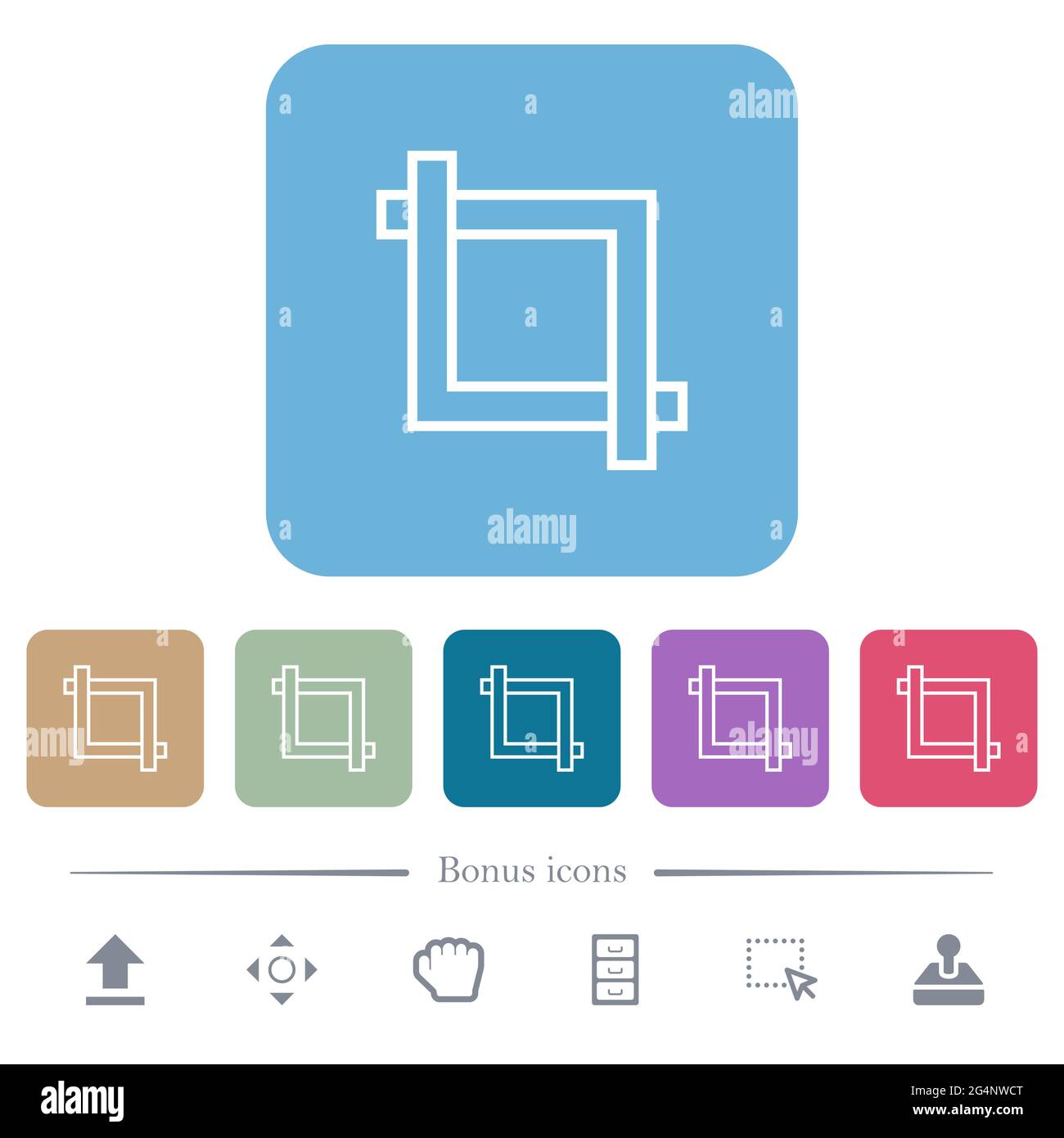 Crop Tool White Flat Icons On Color Rounded Square Backgrounds 6 Bonus Icons Included Stock