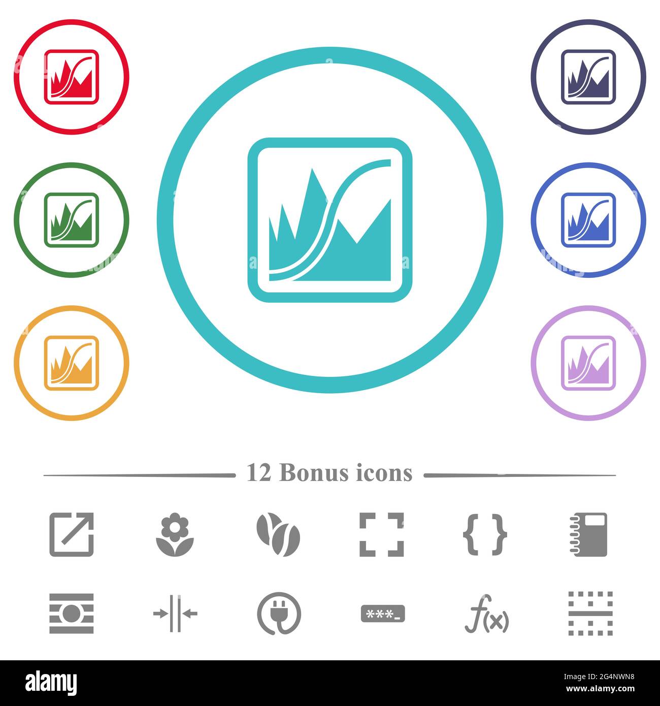 Adjust image curves flat color icons in circle shape outlines. 12 bonus ...