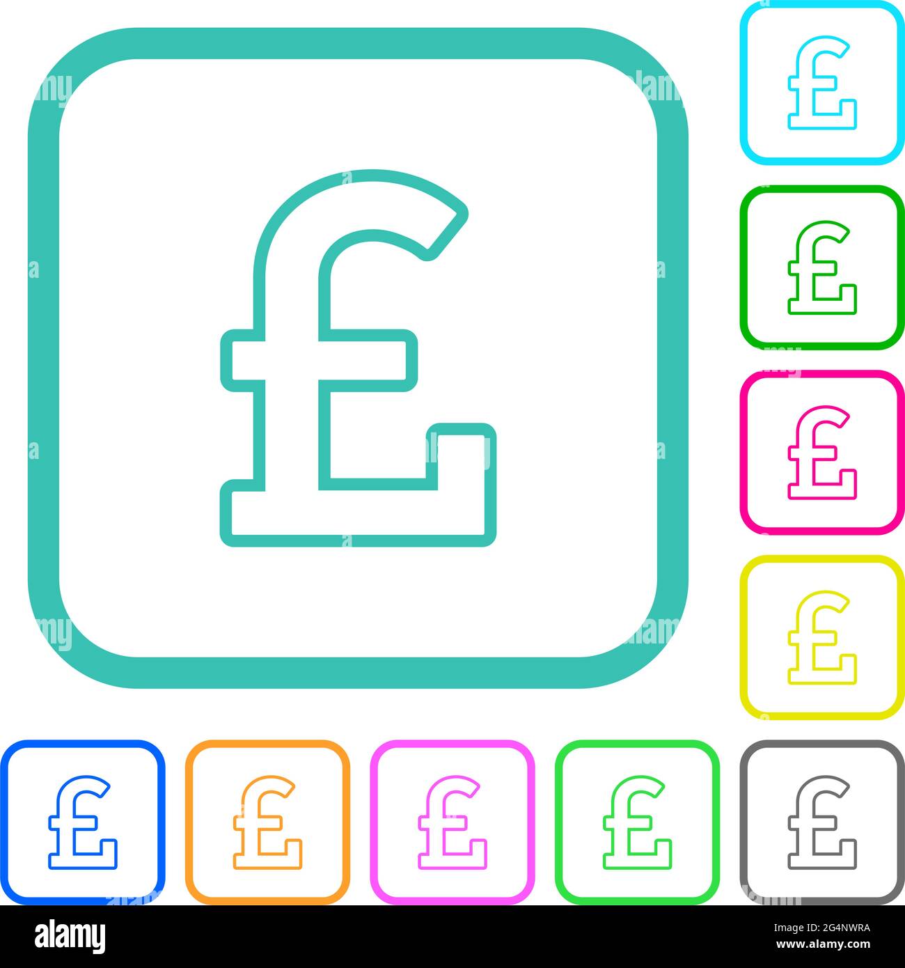 Pound sign outline vivid colored flat icons in curved borders on white ...