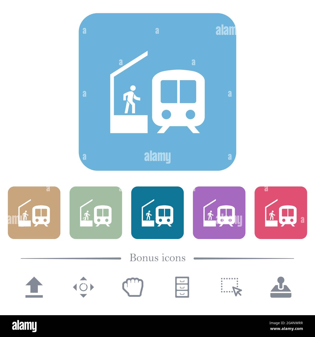 Train station white flat icons on color rounded square backgrounds. 6 bonus icons included Stock ...