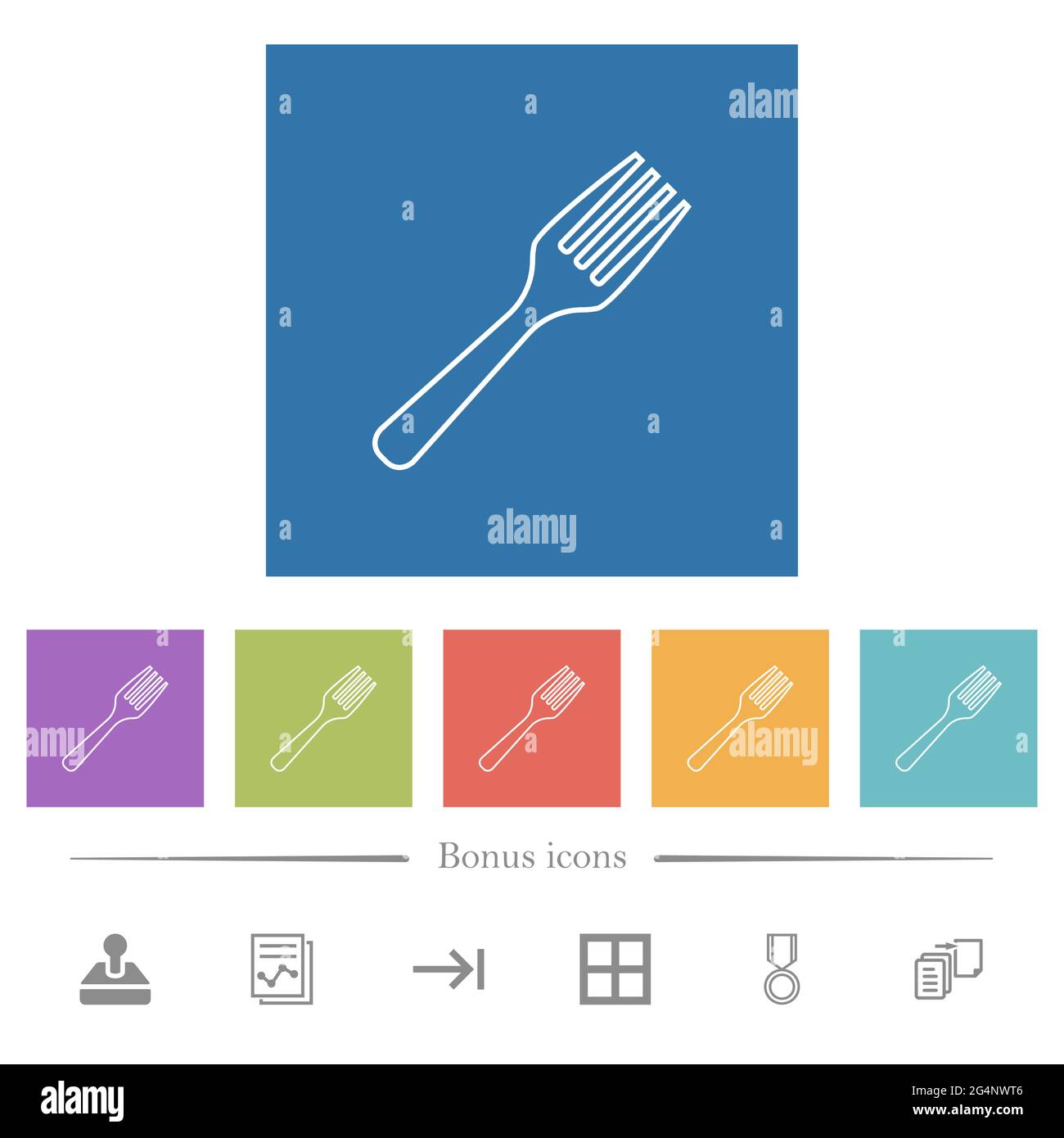 Single fork flat white icons in square backgrounds. 6 bonus icons ...