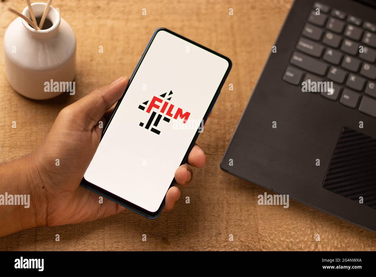 Film4 tv logo on phone screen stock image Stock Photo - Alamy