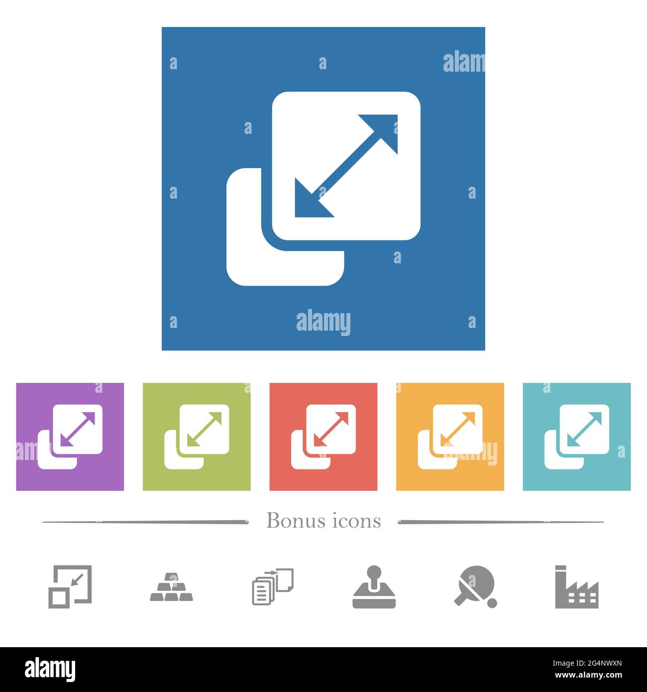 Resize element flat white icons in square backgrounds. 6 bonus icons ...