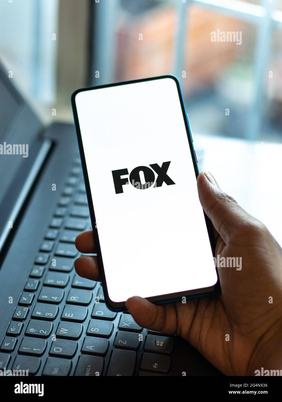 Fox Broadcasting Company logo on phone screen stock image Stock Photo ...