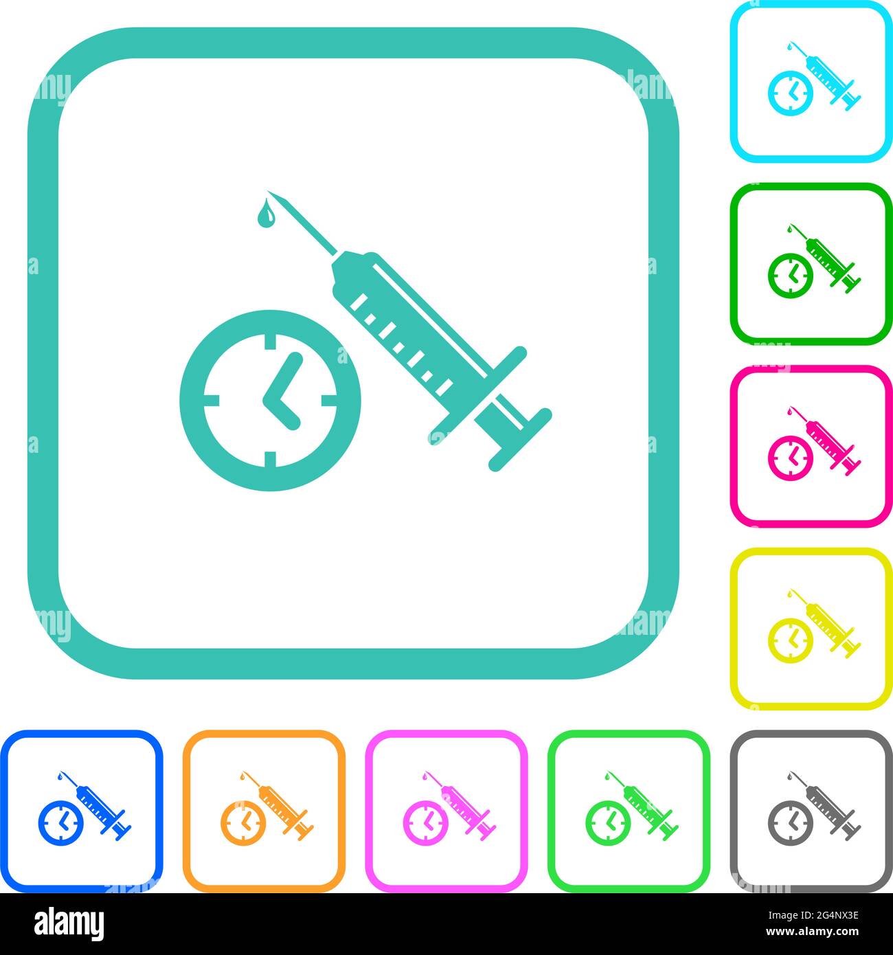 Vaccination appointment vivid colored flat icons in curved borders on ...