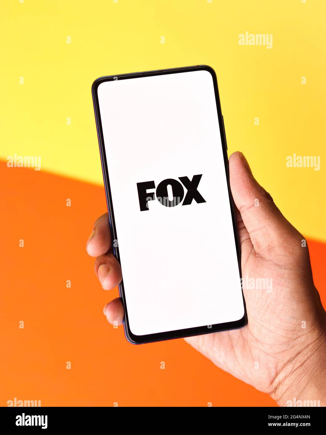 Fox Broadcasting Company logo on phone screen stock image Stock Photo ...