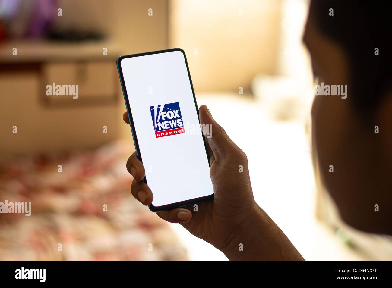 Fox news channel logo on phone screen stock image Stock Photo - Alamy