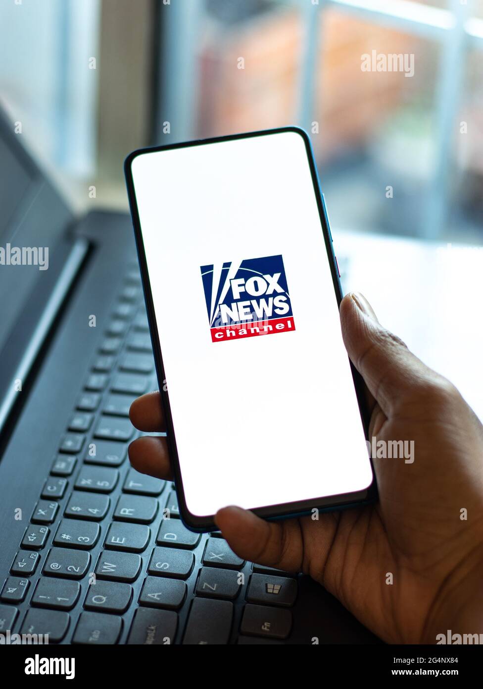 Fox news channel logo on phone screen stock image Stock Photo - Alamy