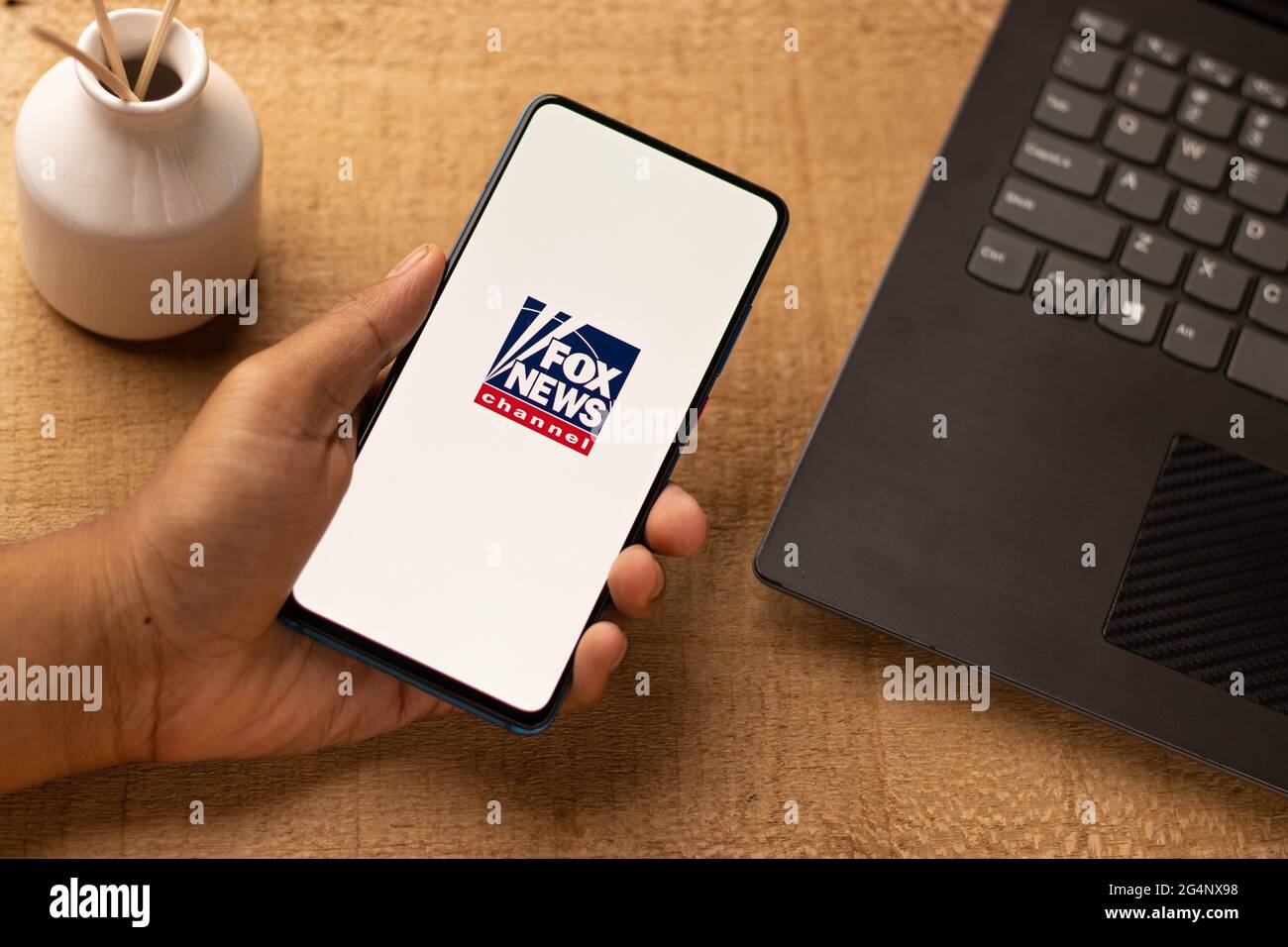 Fox news channel logo on phone screen stock image Stock Photo - Alamy