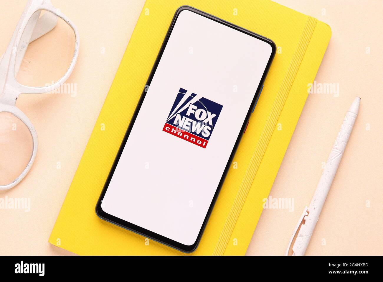 Fox news channel logo on phone screen stock image Stock Photo - Alamy