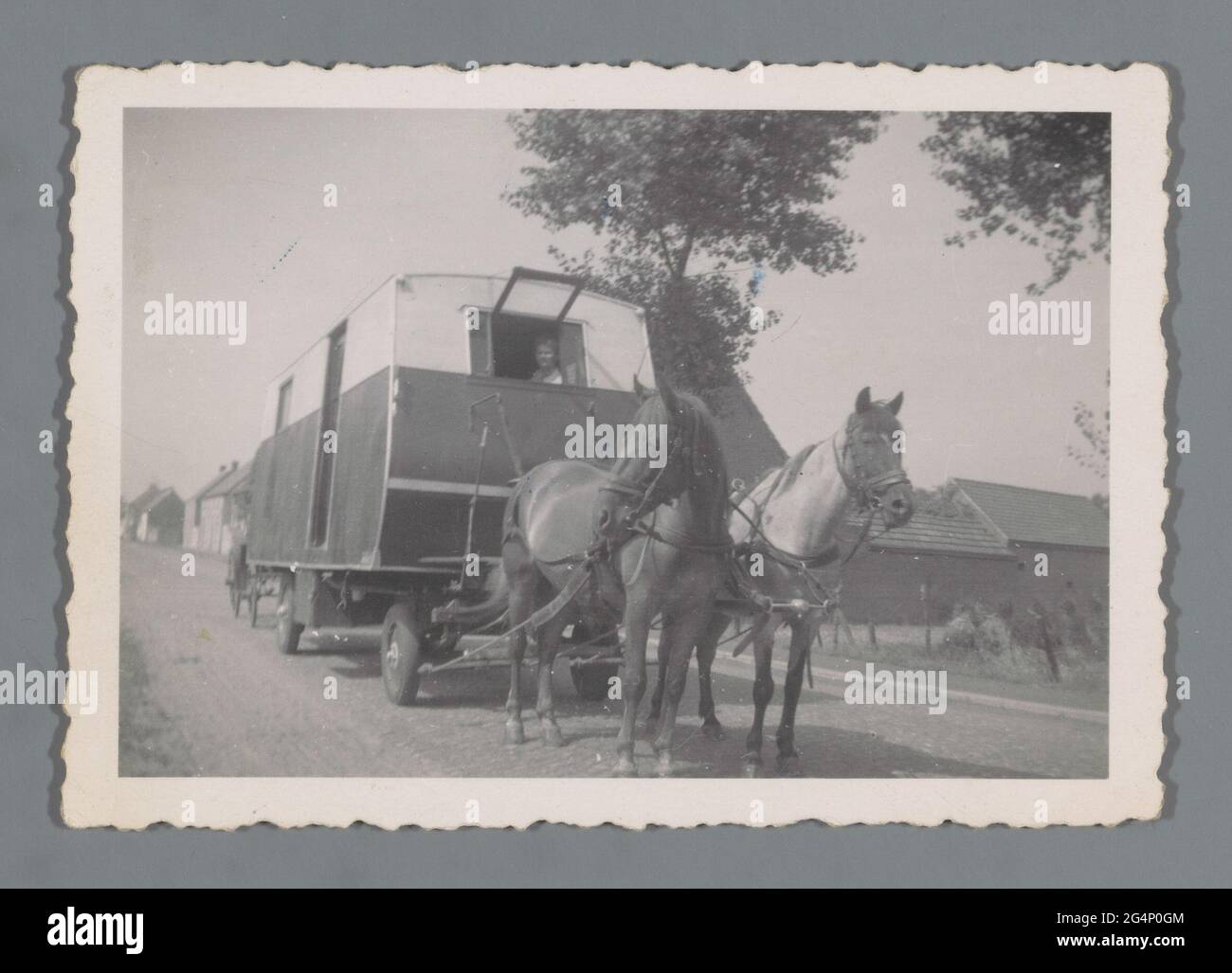 Caravan drawn by two horses Stock Photo - Alamy