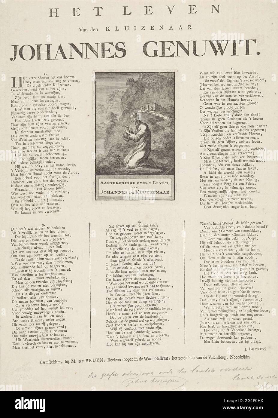 . In the foreground, the hermit Johannes Genuwit prays on his knees in ...