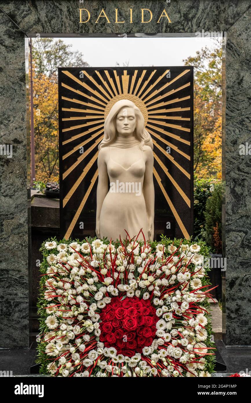 The grave and monument to Dalida a French singer born in Egypt to ...