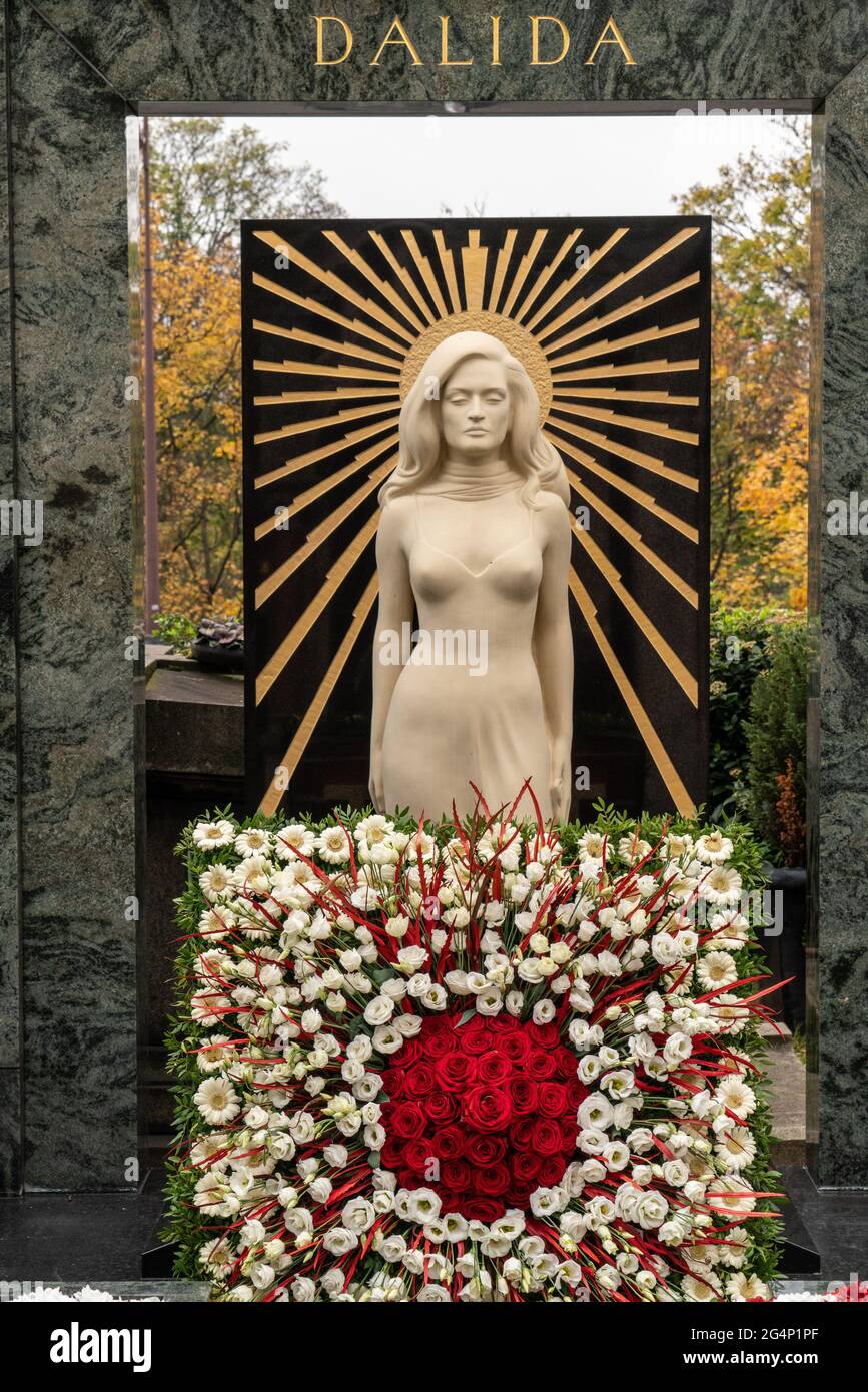 The grave and monument to Dalida a French singer born in Egypt to ...