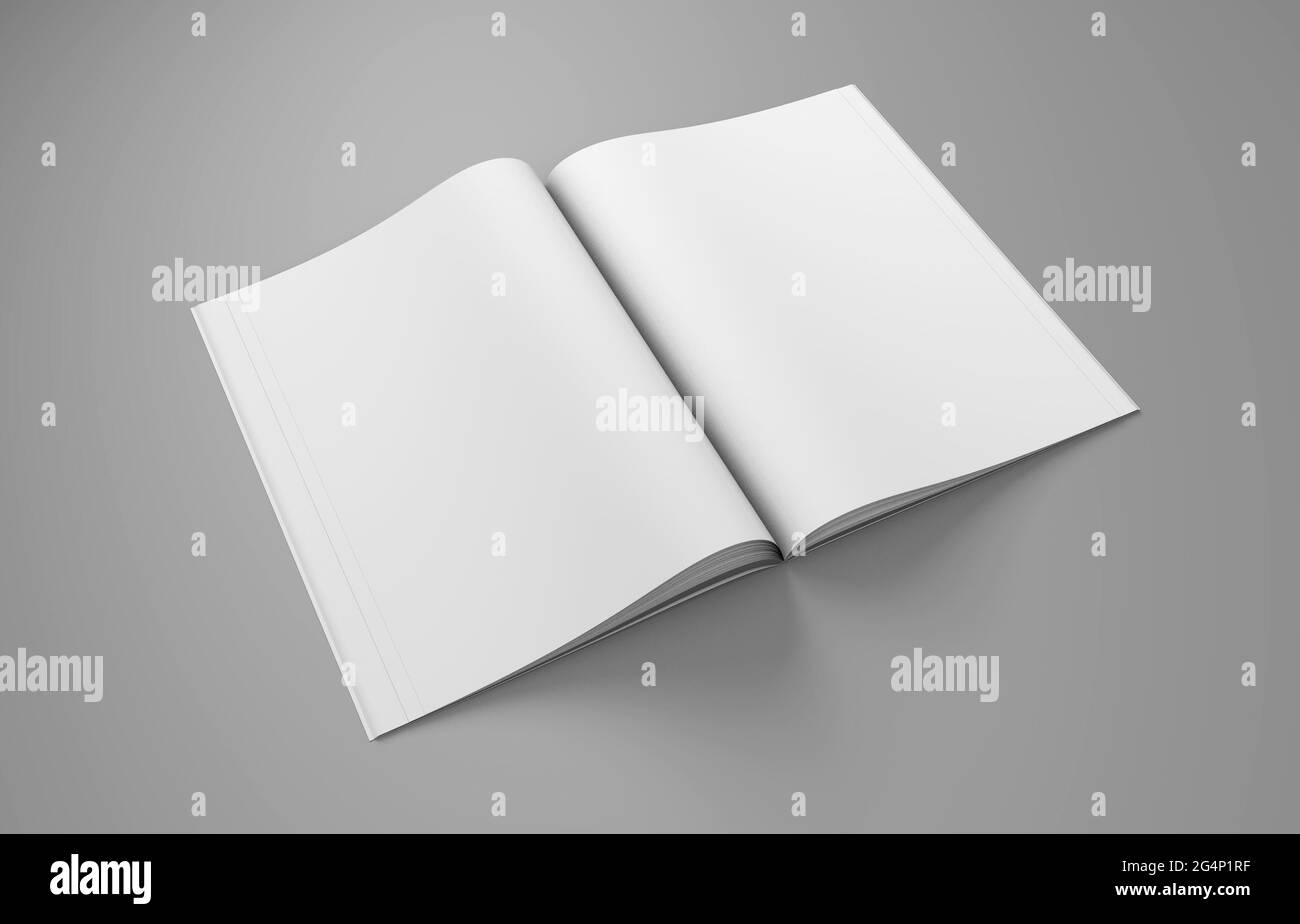 Open magazine mockup. Blank magazine template for copy space. Empty ...