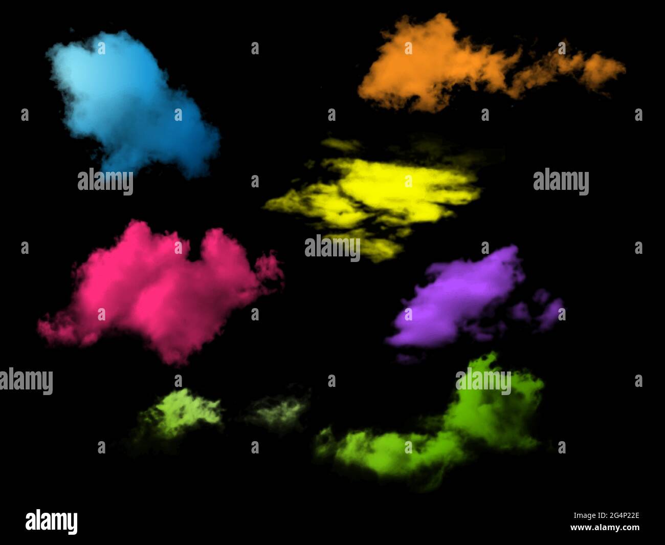 Realistic textured clouds of various colors and forms bright colors on ...
