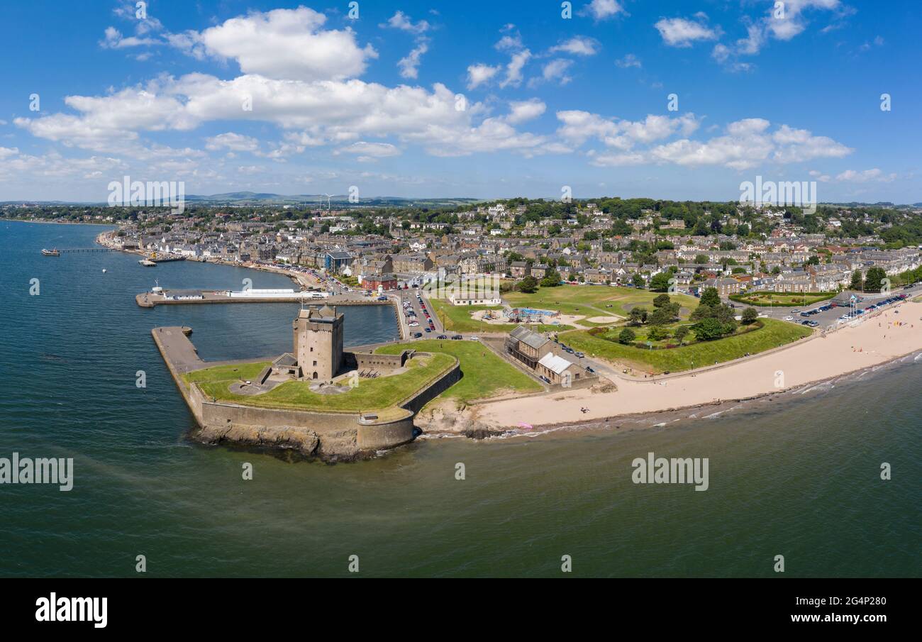 Aerial view of Broughty Ferry and Broughty Castle, Scotland Stock Photo ...
