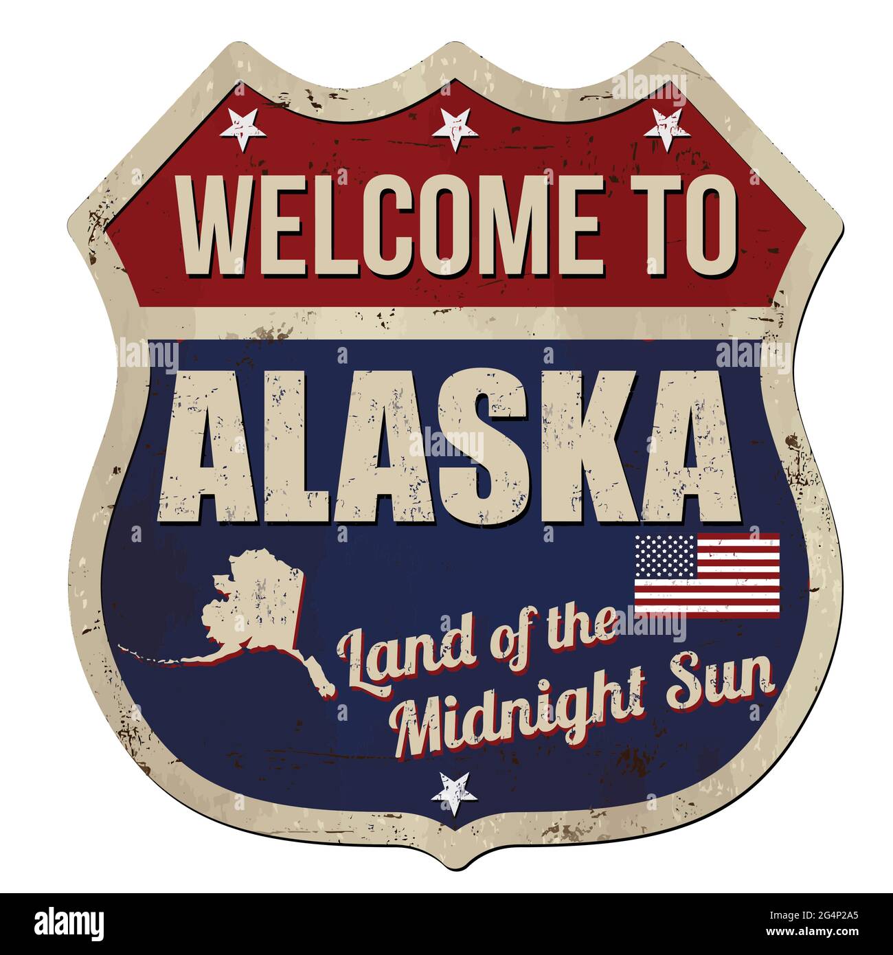 Welcome to Alaska vintage rusty metal sign on white background, vector ...
