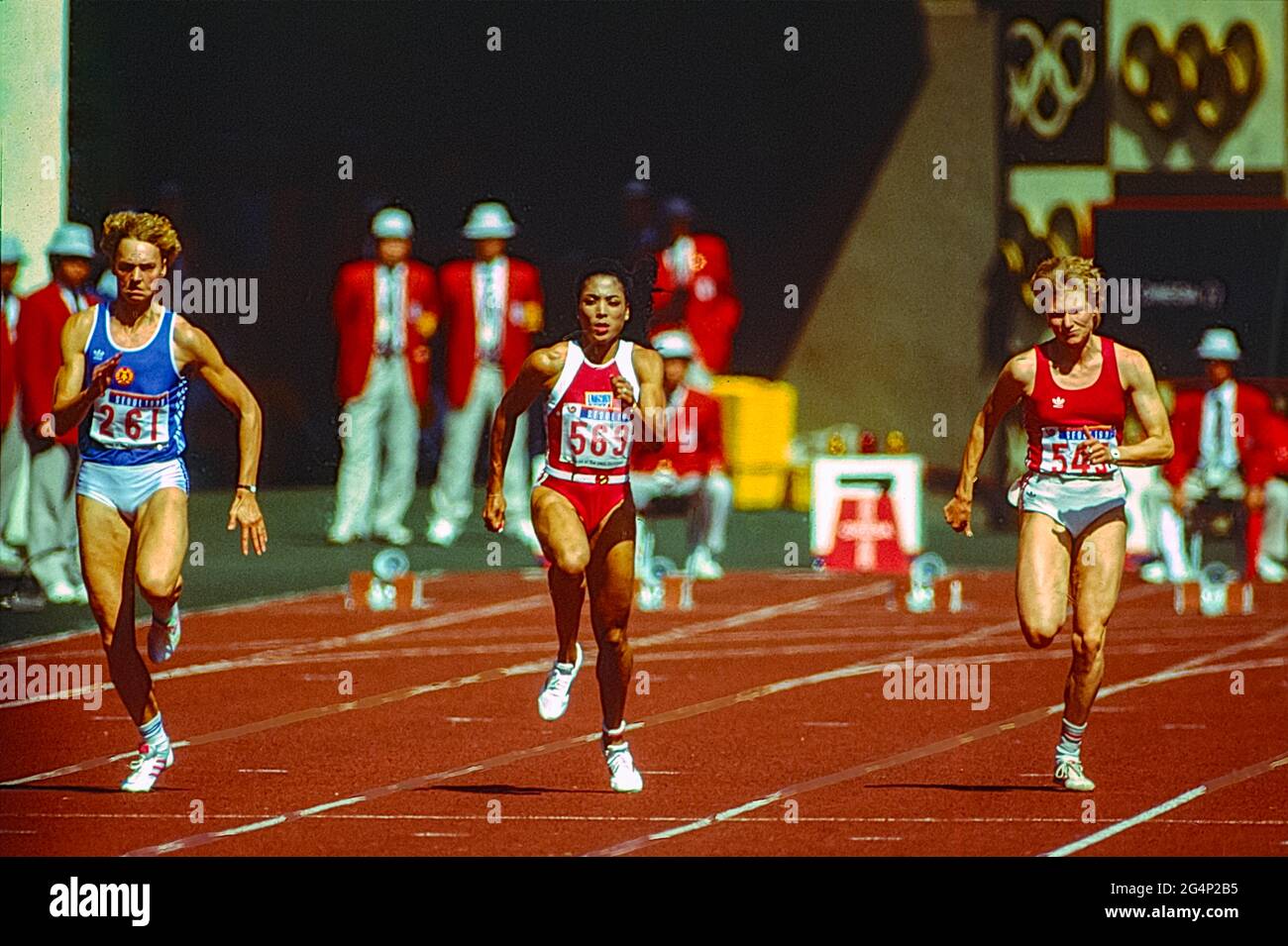Florence Griffith Joyner (USA) #554 competes in the Women's 100m Semi ...