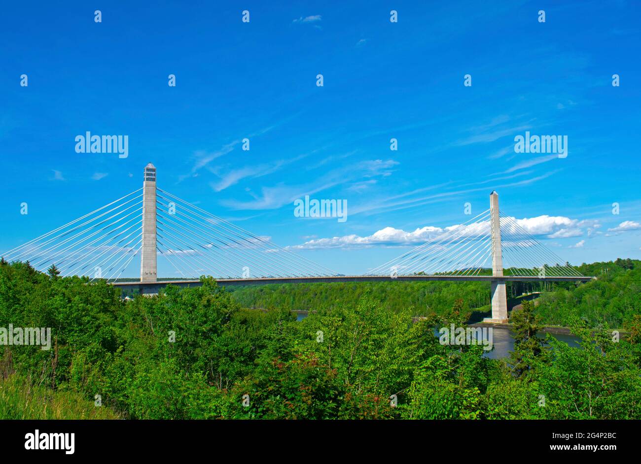 Scenic view of the Penobscot Narrows Bridge from the scenic turnout in ...