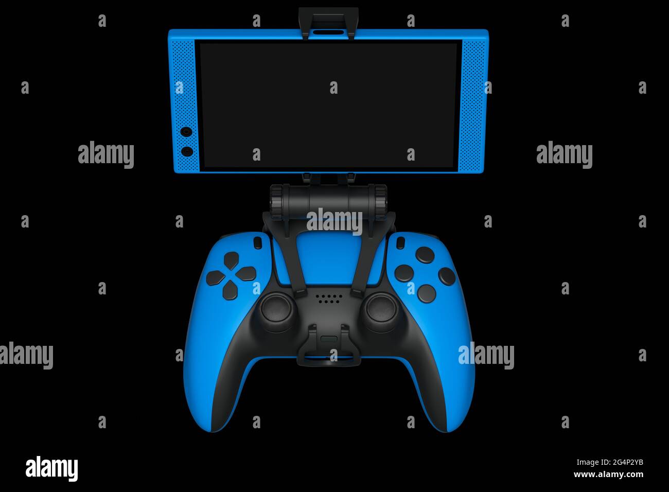 Realistic blue joystick for playing games on a mobile phone on black ...