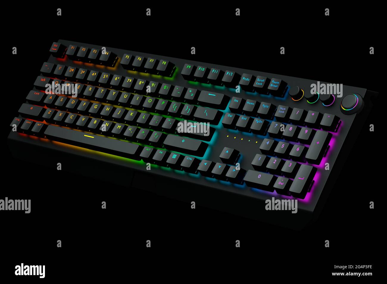 Computer keyboard with rgb colors isolated on black background Stock ...