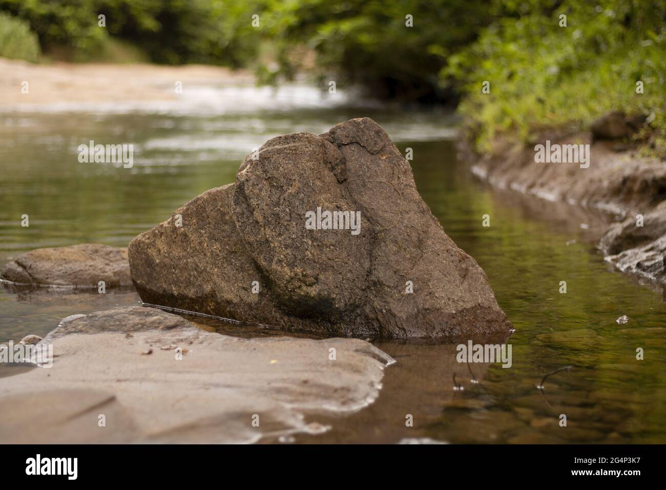 Beautiful view of rocks in a stream bed in the Western Ghats Stock ...