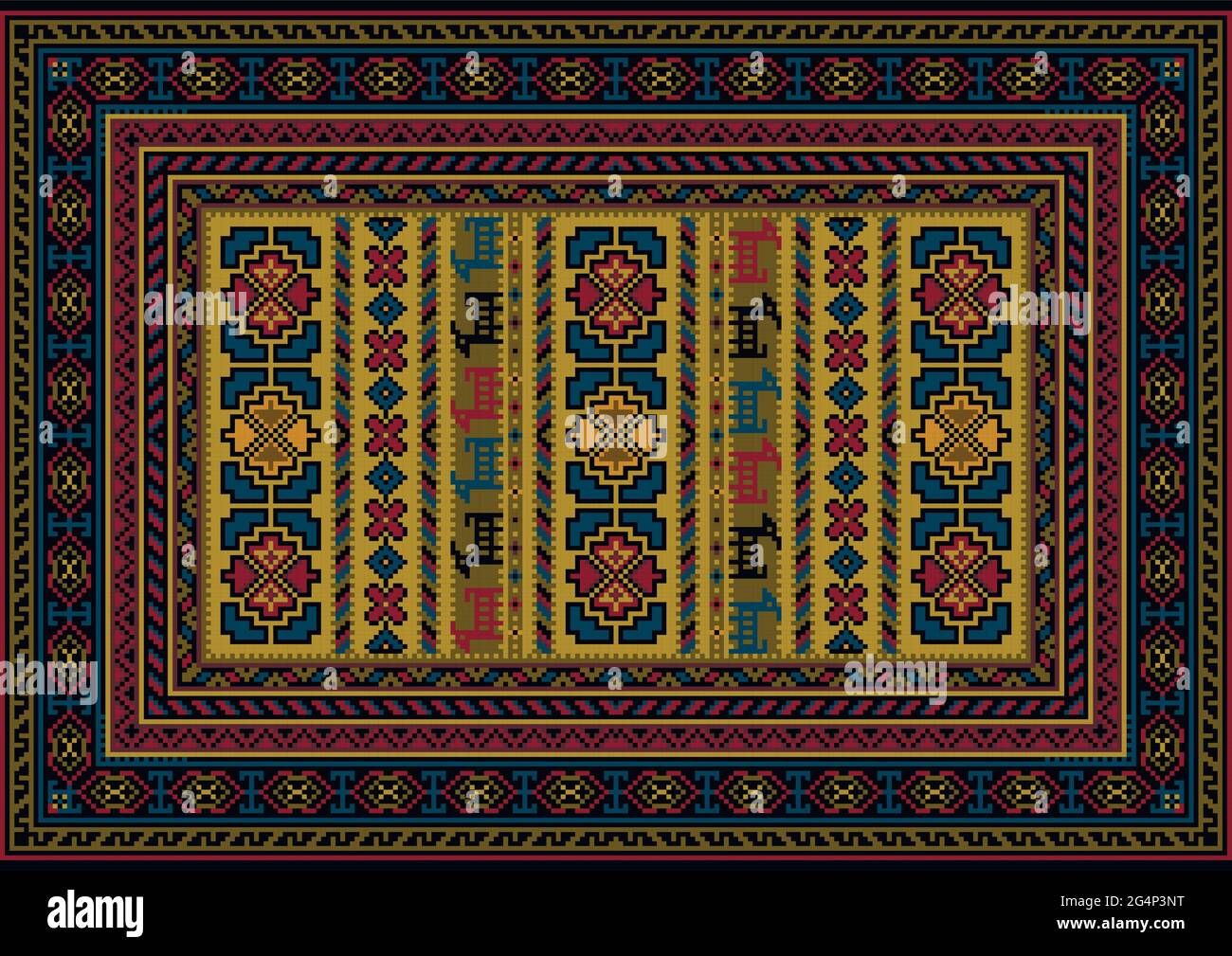 Luxurious vintage rug in red and blue tones with beige and gray ...