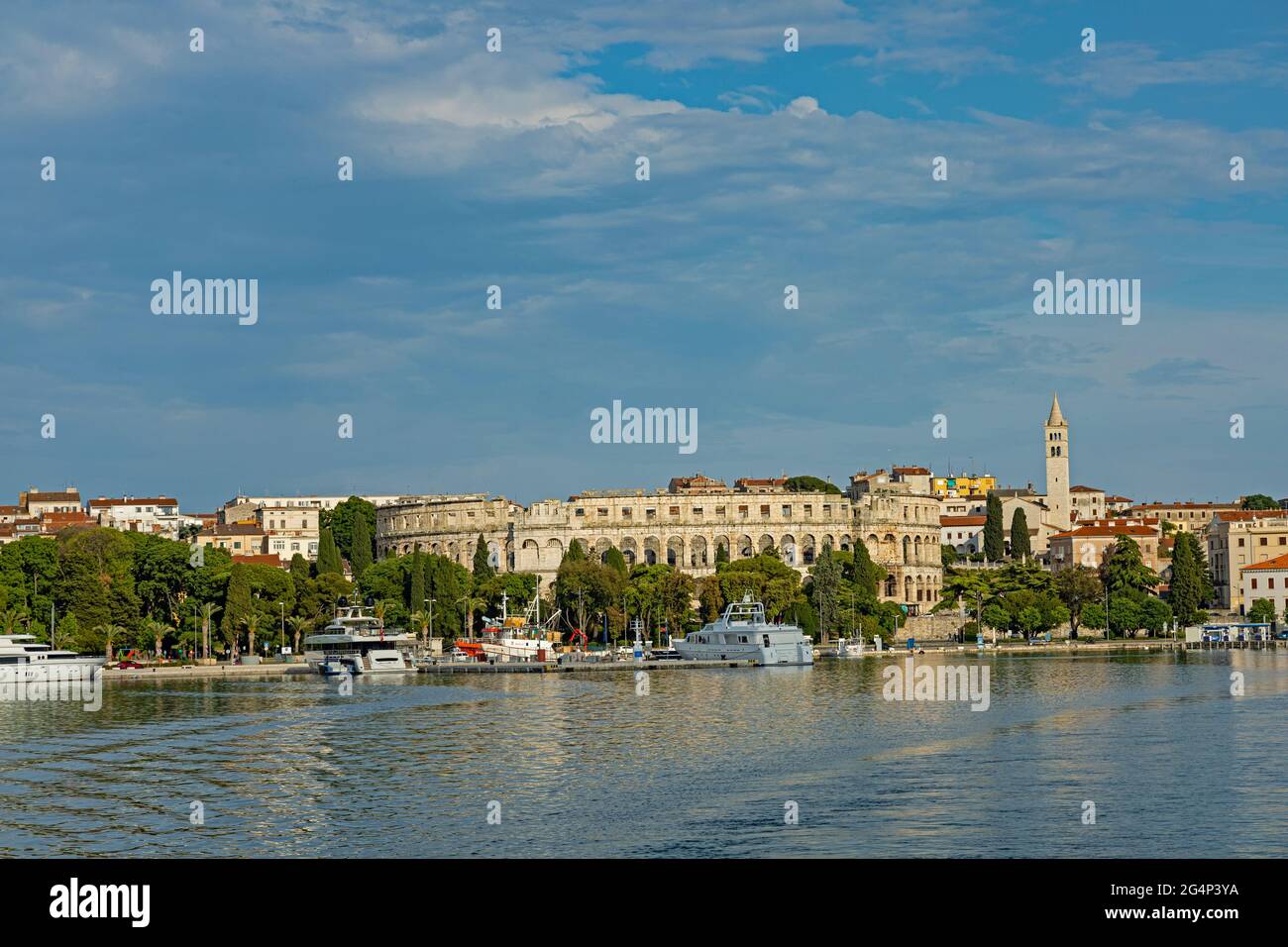 seaside view to Pula in Croatia with roman amphitheatre Stock Photo - Alamy