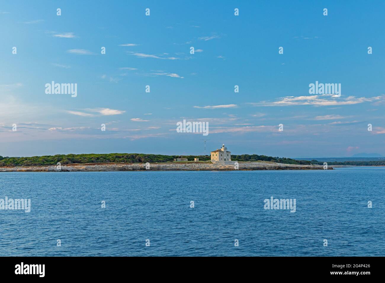 view to cape Peneda and its lighthouse at the Brijuni island Stock ...