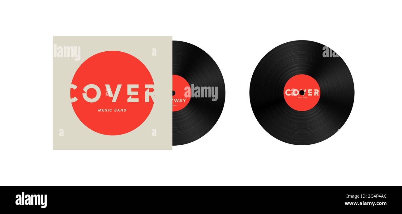 Music band cover on vinyl record, vector illustration template, mock up ...