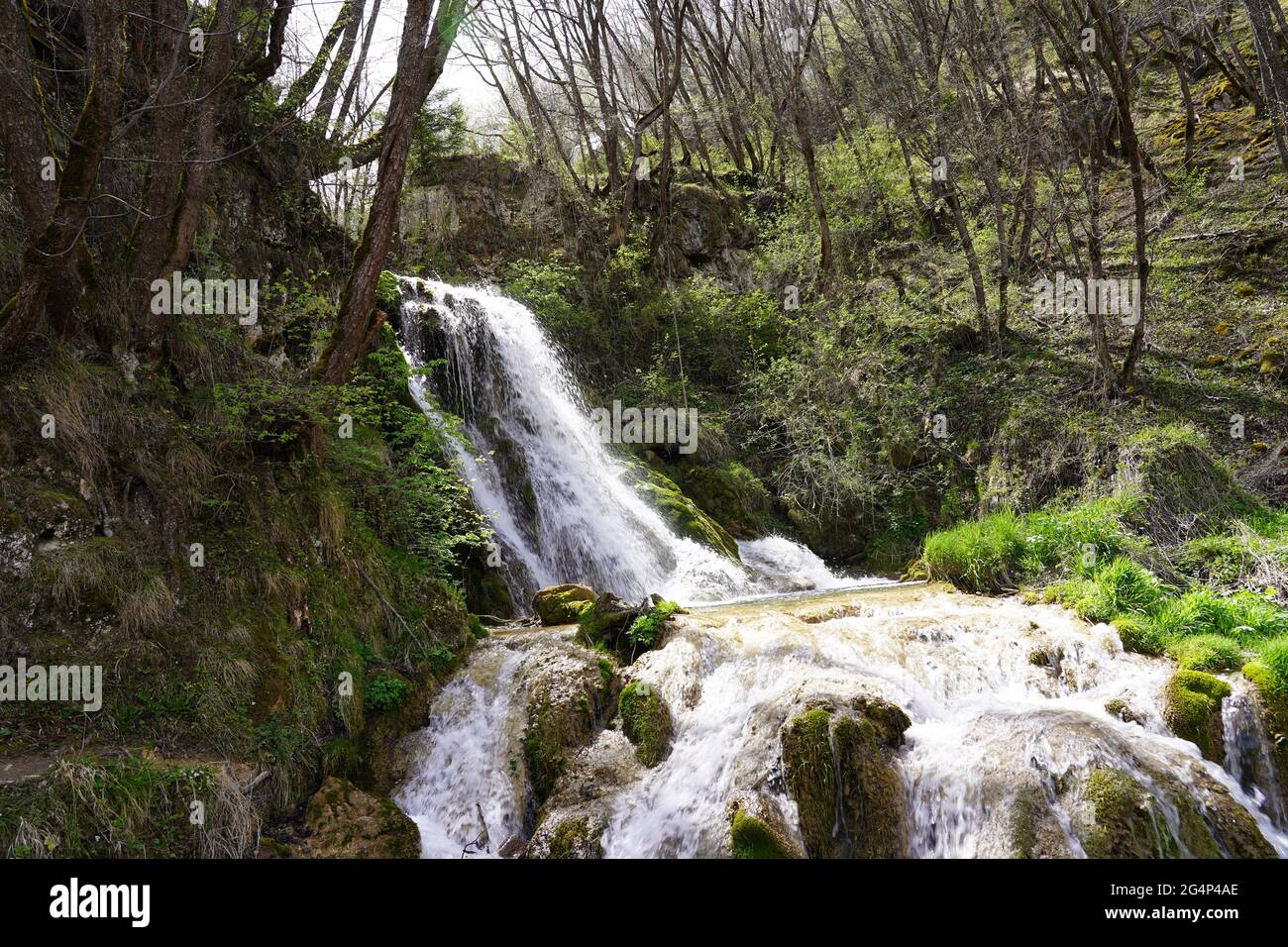 mountain waterfall in the spring Stock Photo - Alamy