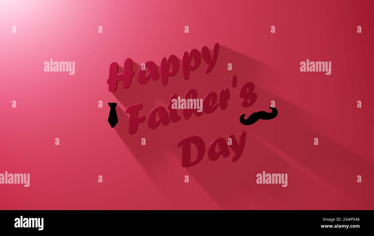 A 3D rendering of the phrase "Happy Fathers day" with its shadow on red ...
