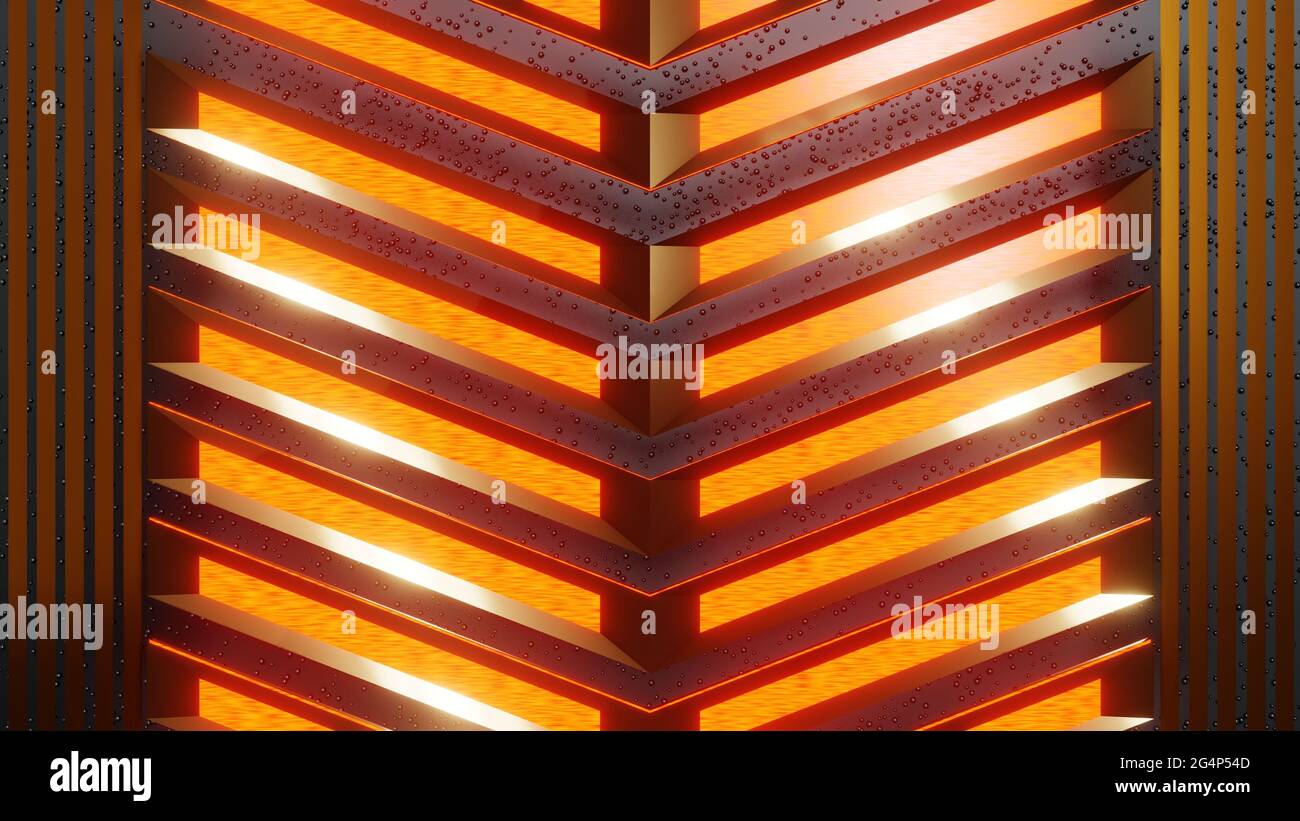 A 3D rendering of a metallic structure with a cool metal design and ...