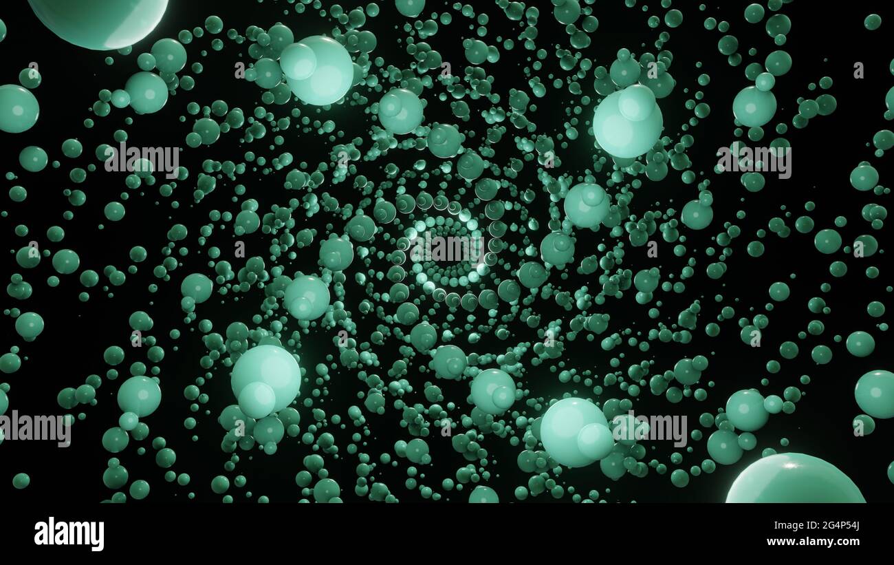 A 3D rendering of an eye-pleasing spiral pattern formed by green neon ...