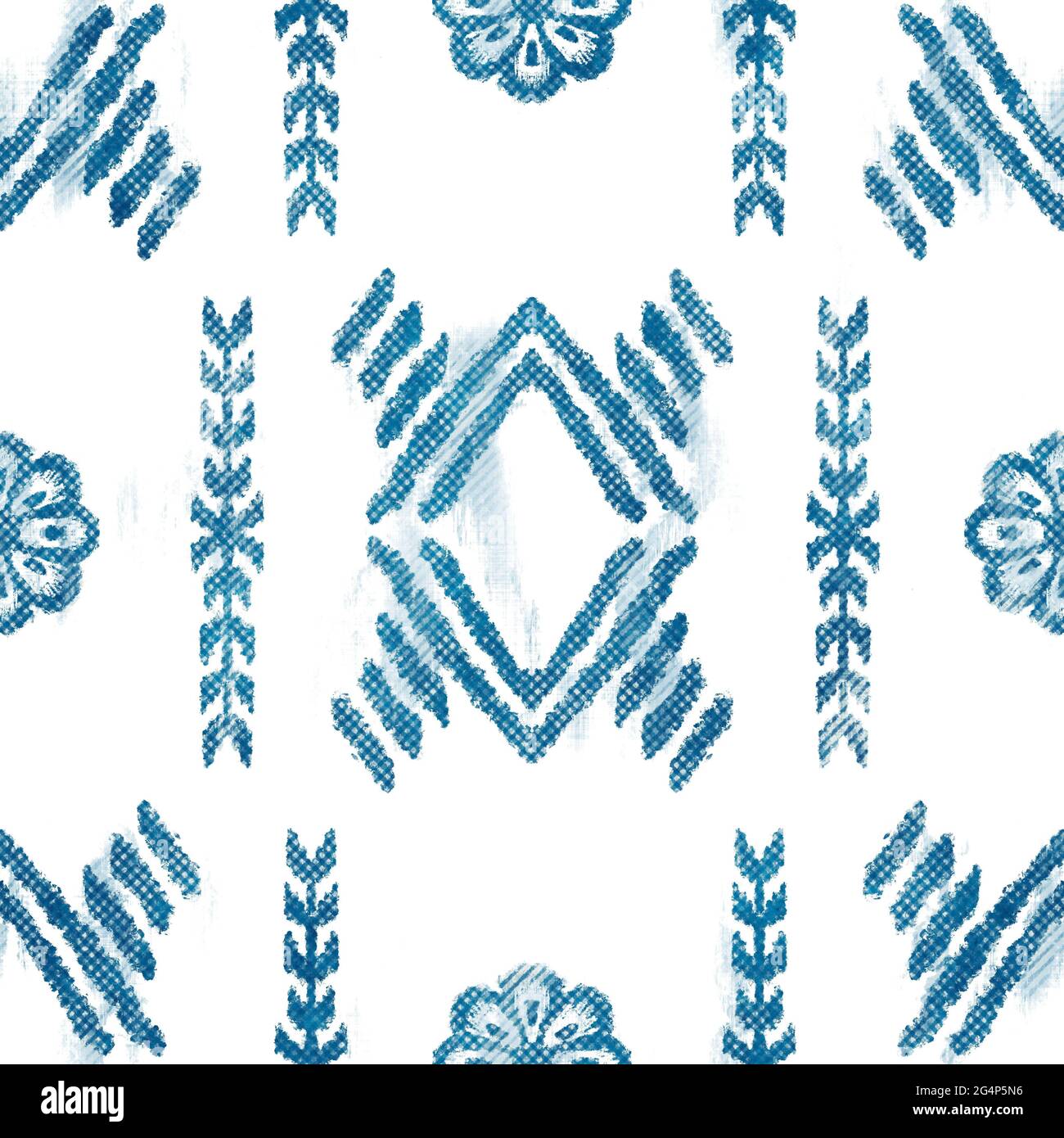 Seamless blue crosshatch tribal rug motif pattern Stock Photo - Alamy