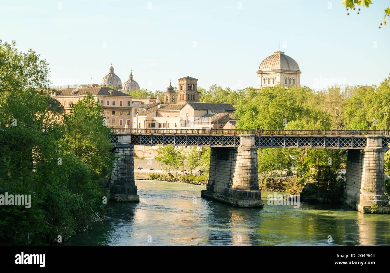Rome. An unusual view of Ponte Palatino, that is empty. Its ...